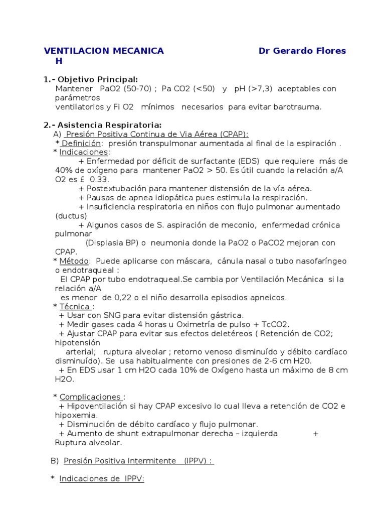 VENTILACION MECANICA Parametros | PDF | Sistema respiratorio | Respiración