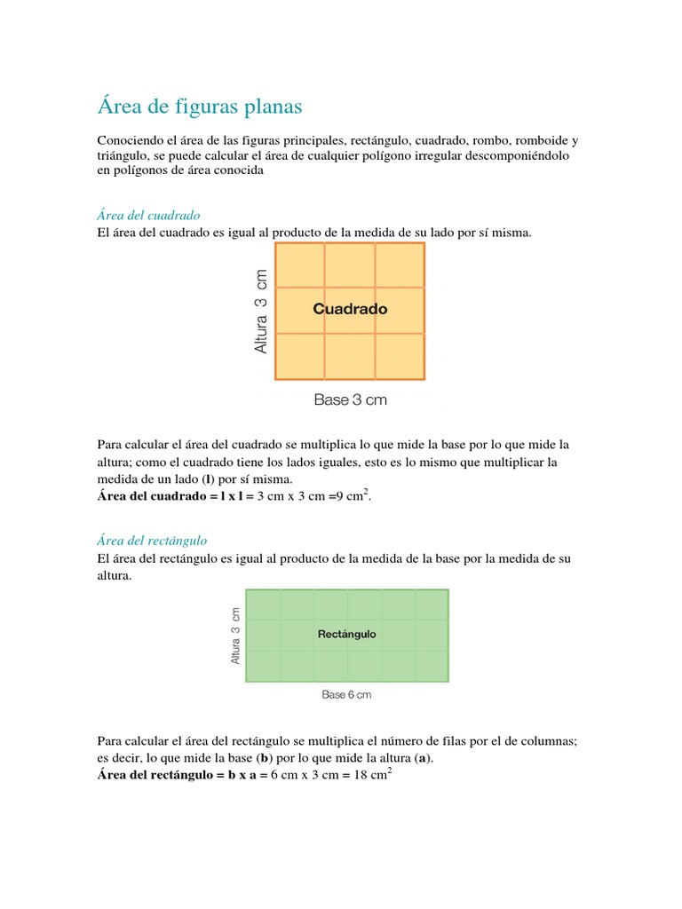 Área de Figuras Planas | PDF | Triángulo | Rectángulo