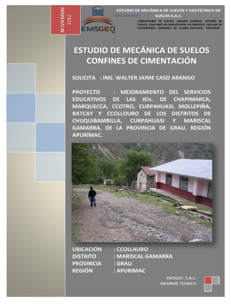 Estudio de Suelos de Ccollauro | PDF | Fundación (Ingeniería ...