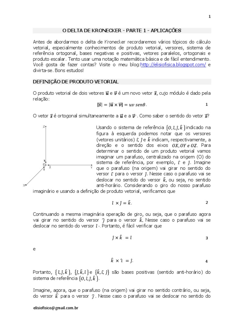 Delta De Kronecker I Pdf Vetor Euclidiano álgebra Abstrata