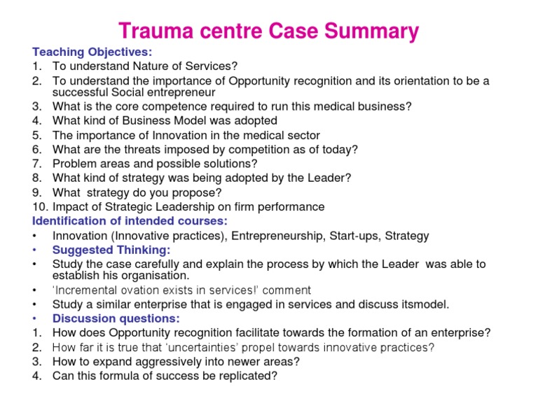 17 How To Analyse TRAUMA CENTRE Case | PDF