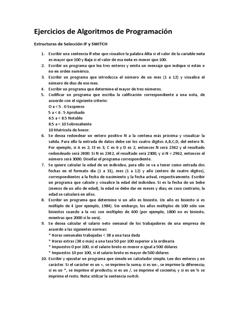 Ejercicios de Algoritmos de Programación | PDF | Entero | Número primo