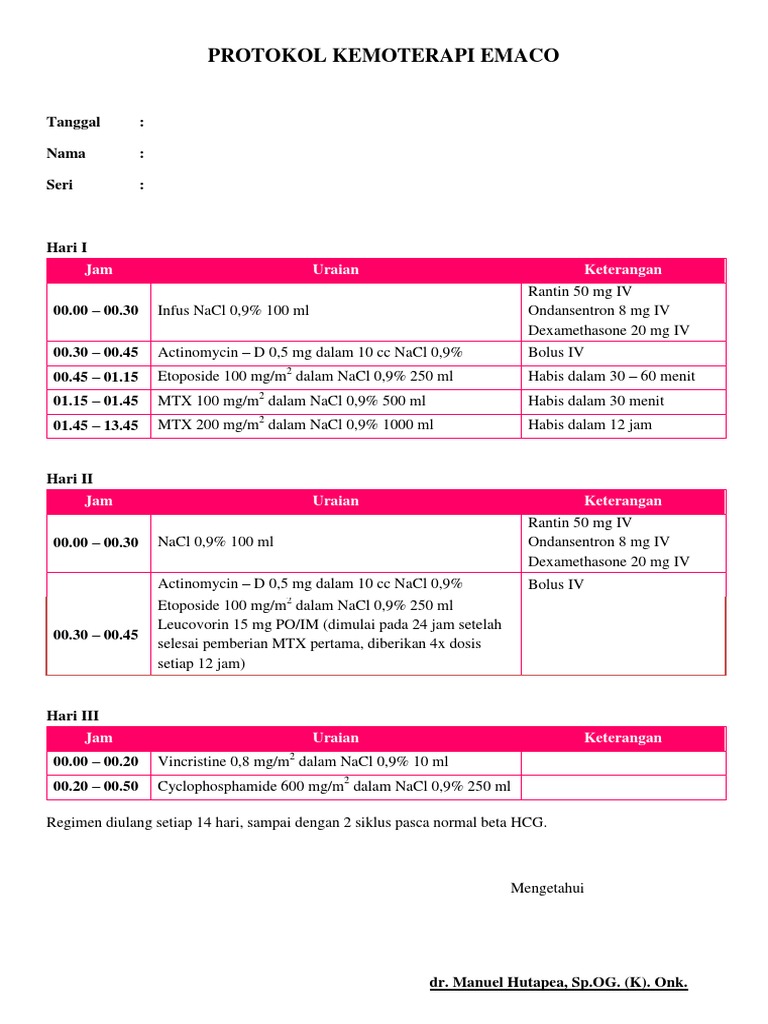 Protokol Kemoterapi Emaco | PDF