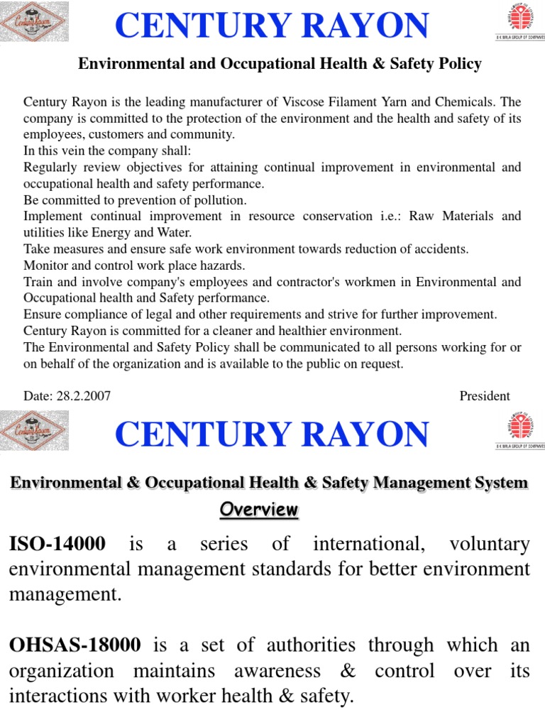 Century Rayon | PDF | Occupational Safety And Health | Safety