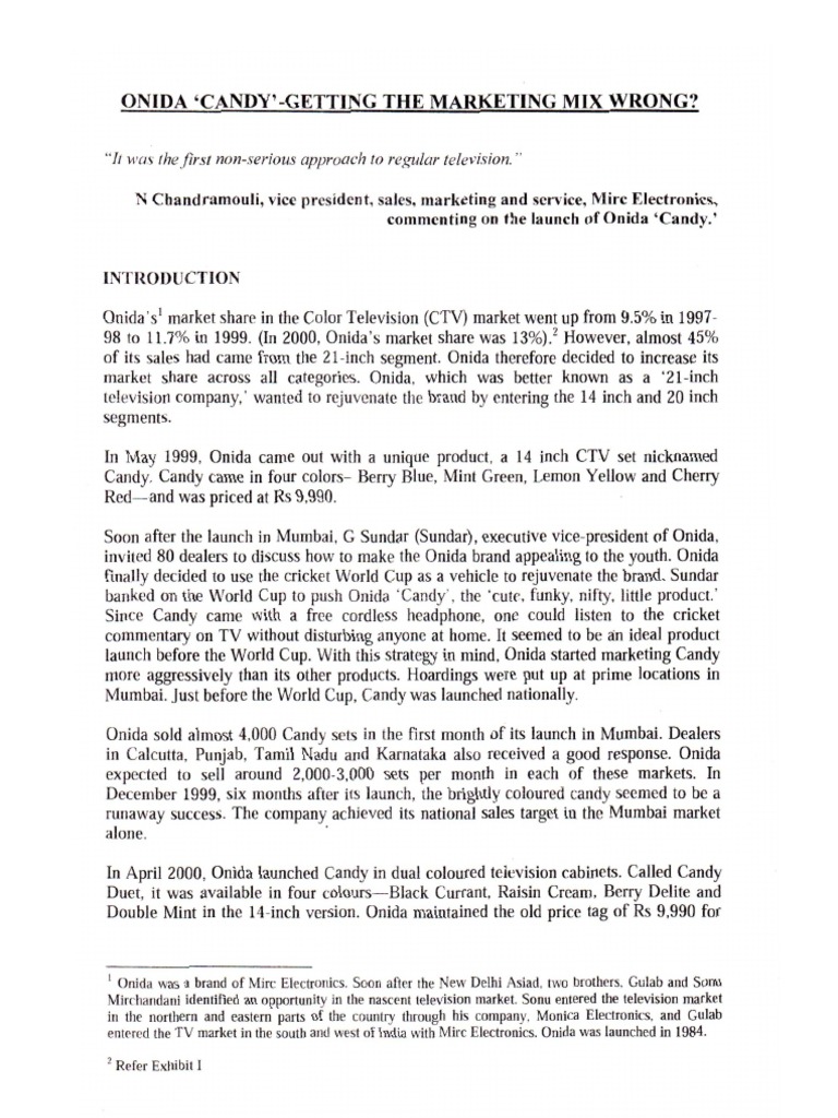 Onida Case Study | PDF