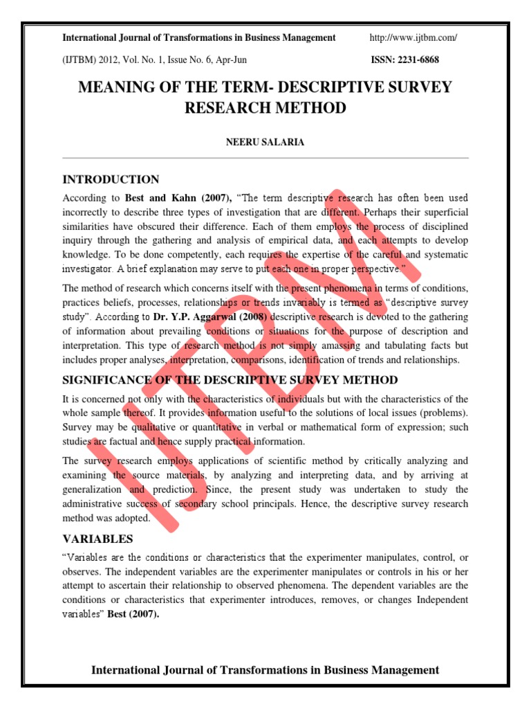 Meaning of The Term - Descriptive Survey | Download Free PDF ...