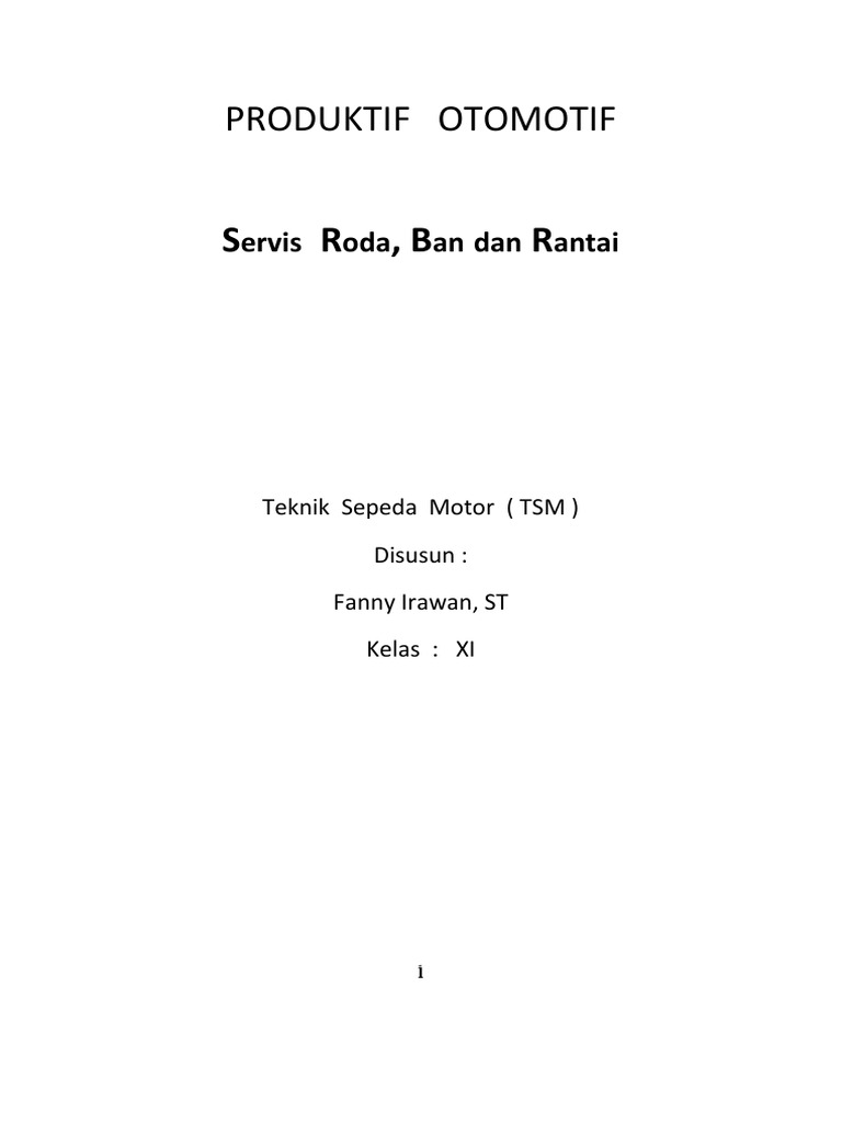 Modul Otomotif Servis Roda, Ban Dan Rantai - TSM Pak Kar | PDF