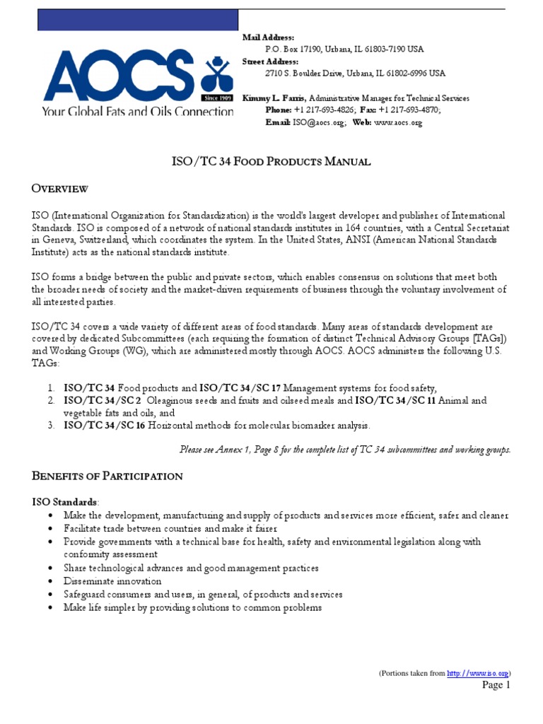 TC 34 Manual General | PDF | International Organization For ...