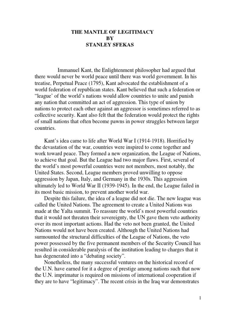 The Role of the UN in Global Legitimacy | PDF | United Nations ...