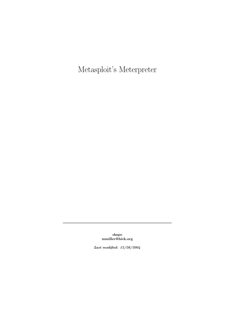 Metasploit's Meterpreter | PDF