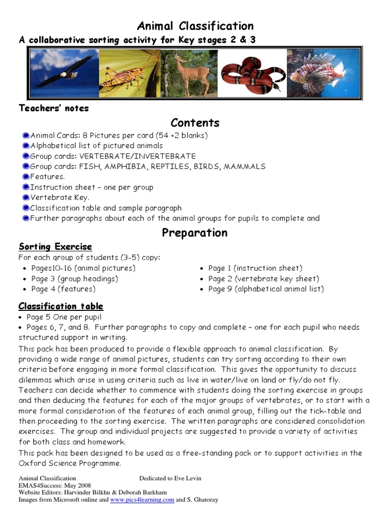 Animal Classification | PDF | Egg | Amphibian