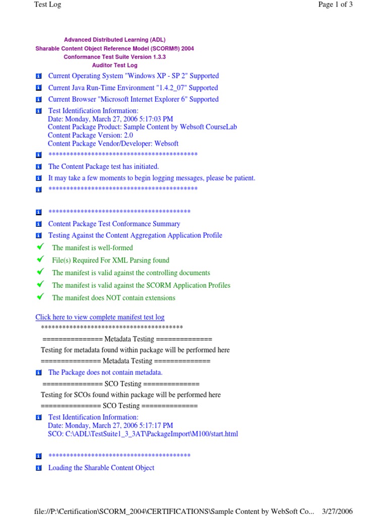 Advanced Distributed Learning (ADL) Sharable Content Object Reference Model (SCORM®) 2004 ...