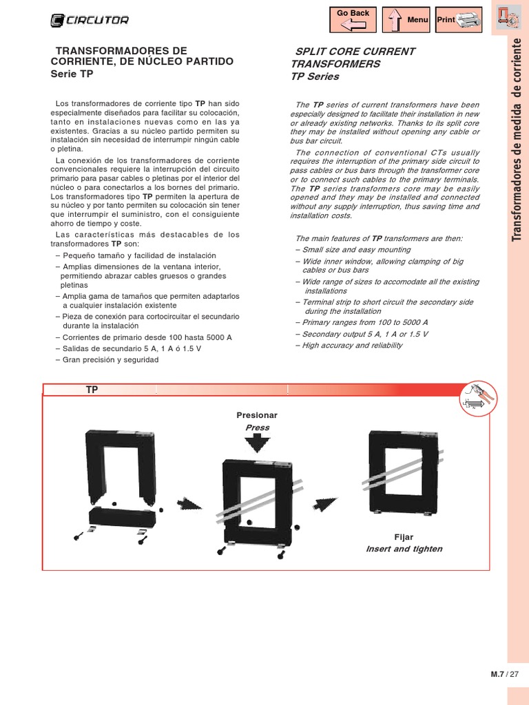 Circutor-TP CT PDF | Descargar gratis PDF | Transformador | Universo físico