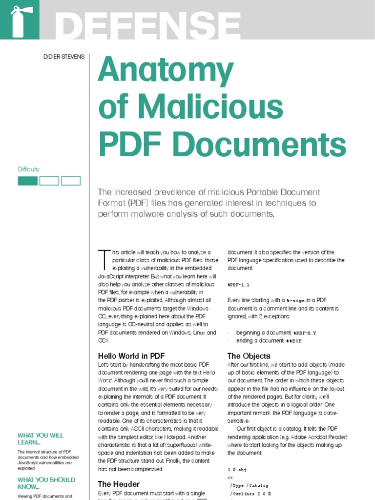 Anatomy of Malicious PDF Documents | PDF | Java Script | Malware