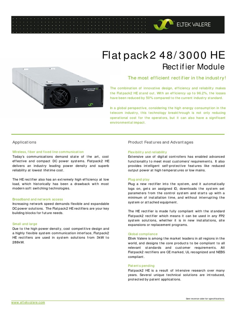 Datasheet Flatpack2 483000 HE | PDF | Rectifier | Reliability Engineering