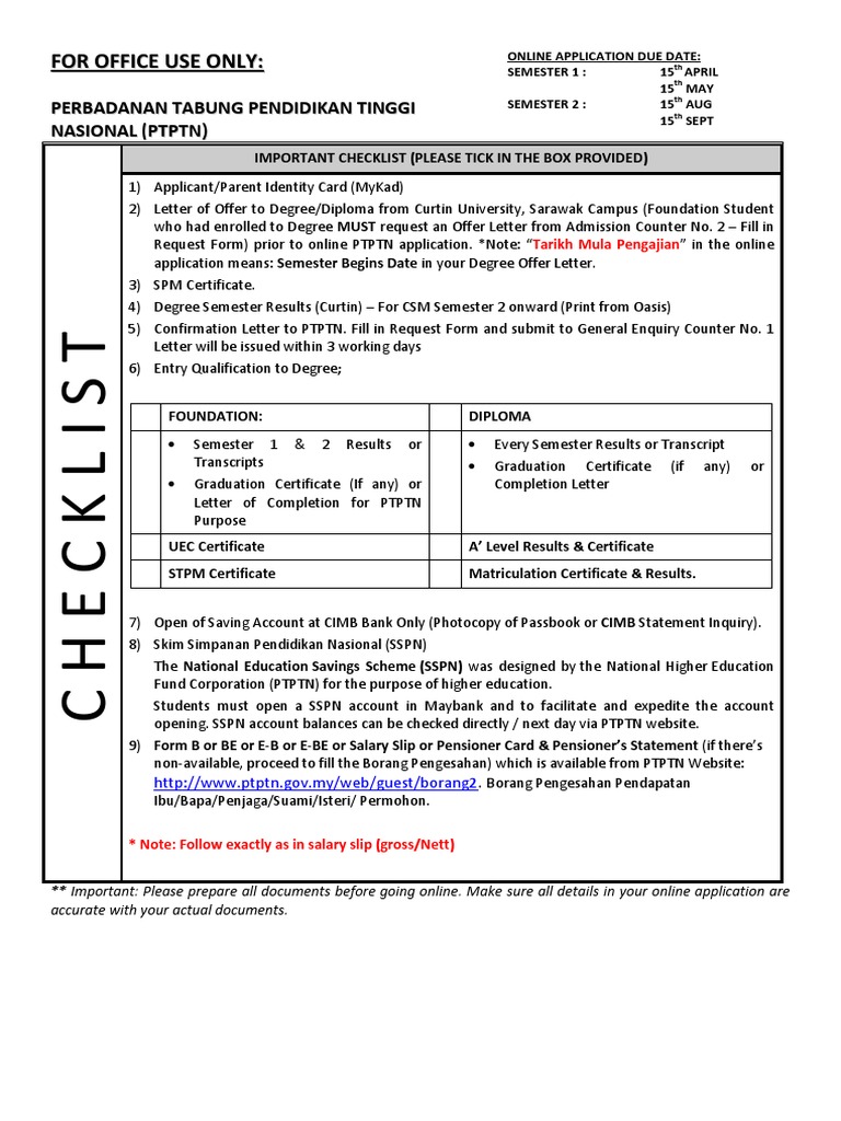 PTPTN Online Application - Checklist | PDF | Automated Teller Machine ...