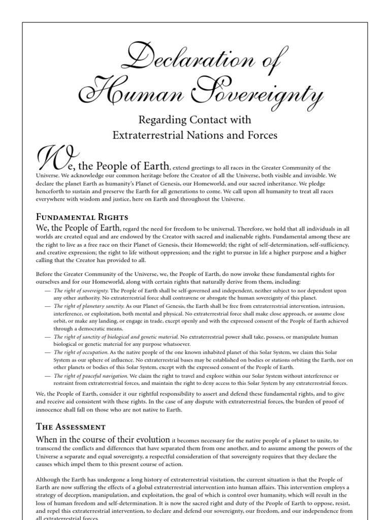 Declaration of Human Sovereignty | Natural And Legal Rights ...