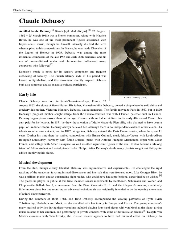 Claude Debussy: Early Life | PDF | Claude Debussy | Classical Music