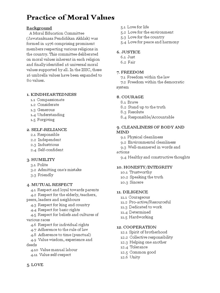 Practice of Moral Value | PDF | Free Will | Love