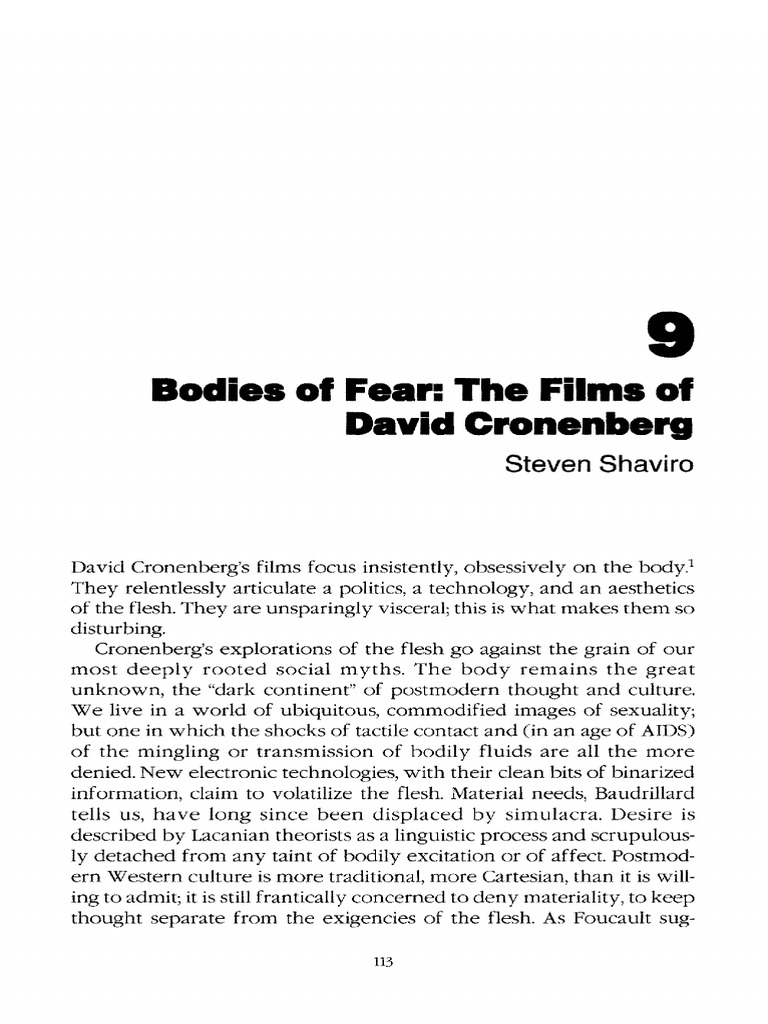 Cronenberg's Body Politics in Film | PDF | Science | Philosophical Science