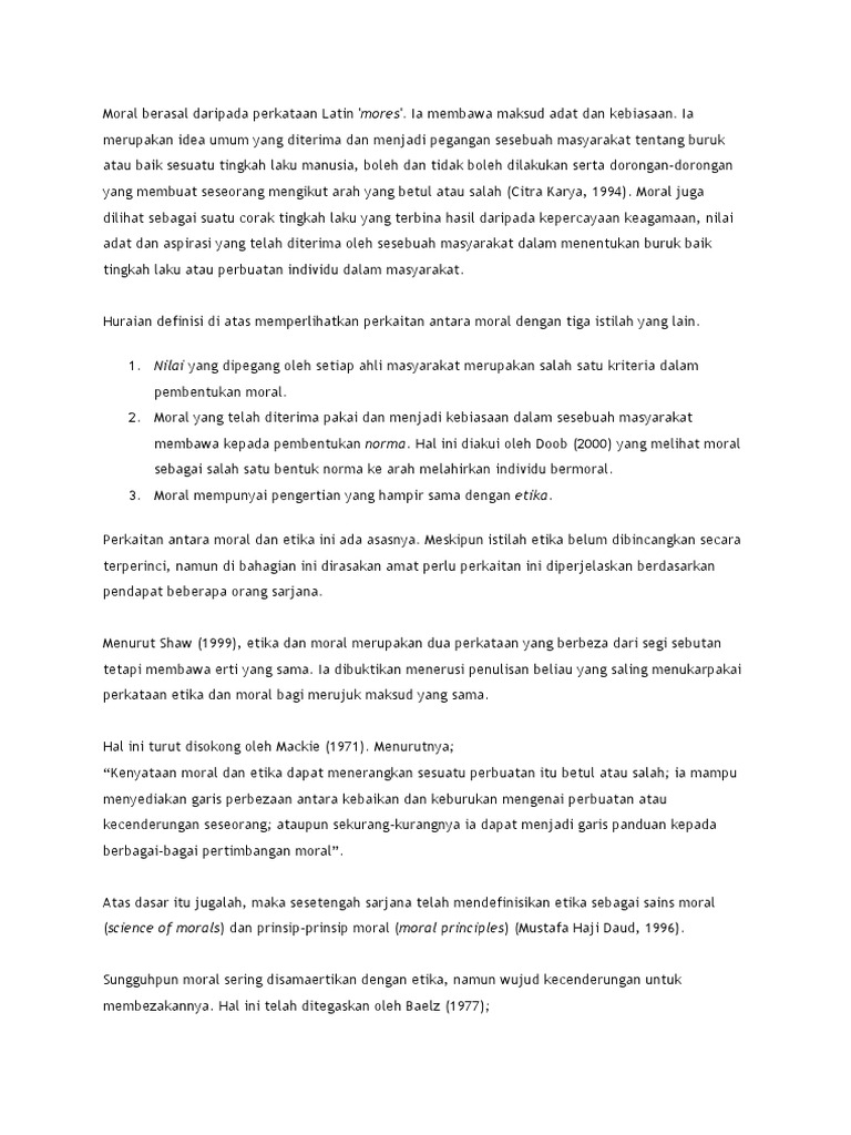 Moral Berasal Daripada Perkataan Latin | PDF | Sains & Matematika