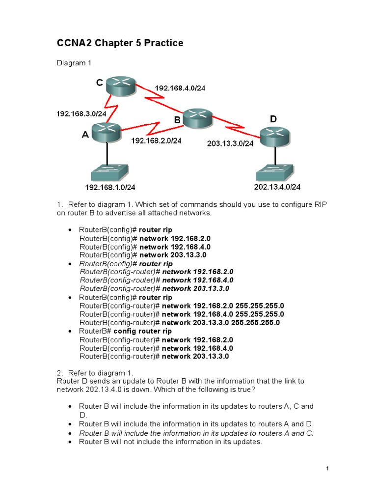 RIP Version 1 Practice | PDF | Router (Computing) | Routing