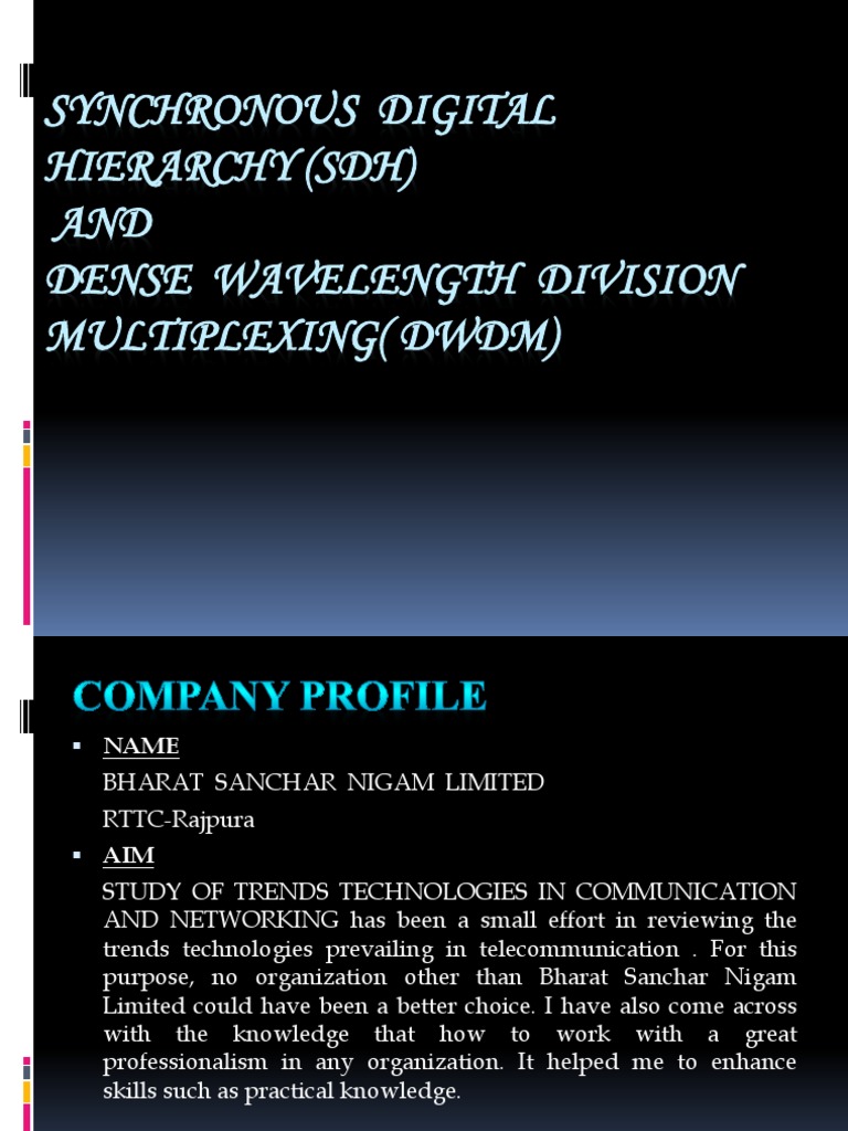 Understanding Synchronous Digital Hierarchy (SDH) and Dense Wavelength Division Multiplexing ...