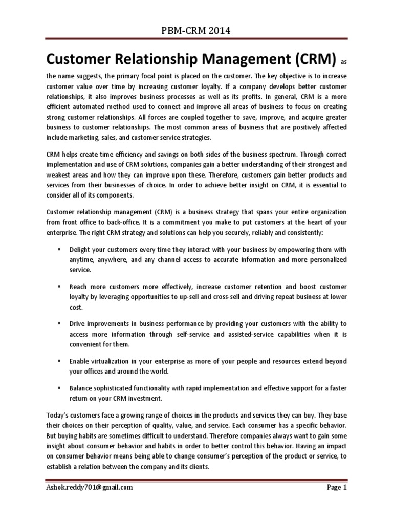 Customer Relationship Management | PDF | Customer Relationship ...