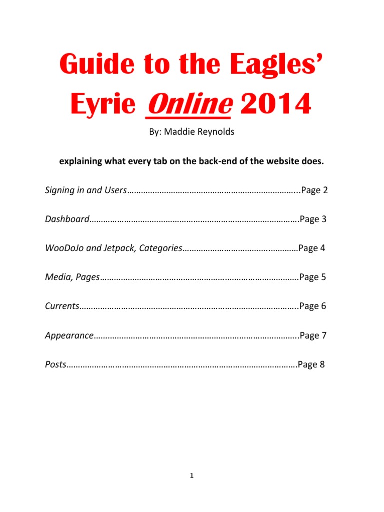 Guide To The Eagles' Eyrie 2014: Online | PDF | Paragraph | Websites