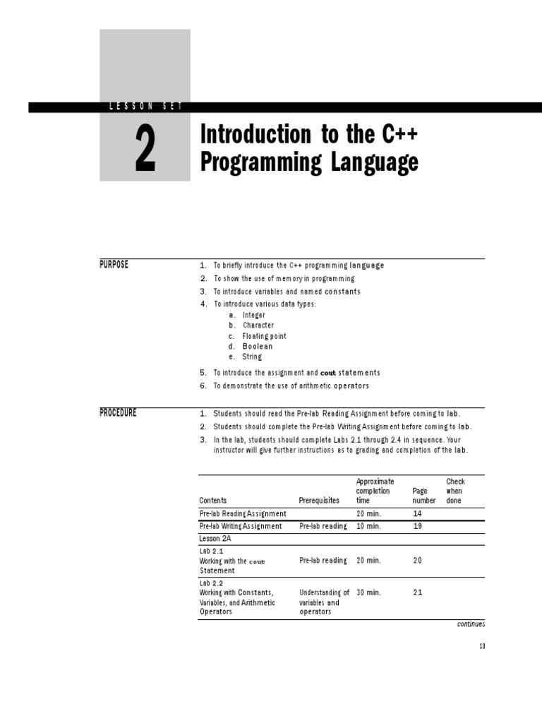 CH 2 Lab Manual C++ | PDF | Data Type | Variable (Computer Science)
