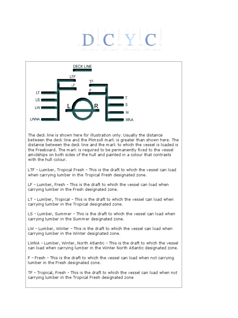 Deck line and Plimsoll mark distances for vessel loading | PDF | Naval ...