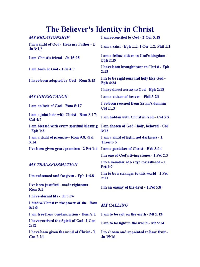 Believer's Identity in Christ Explained | PDF