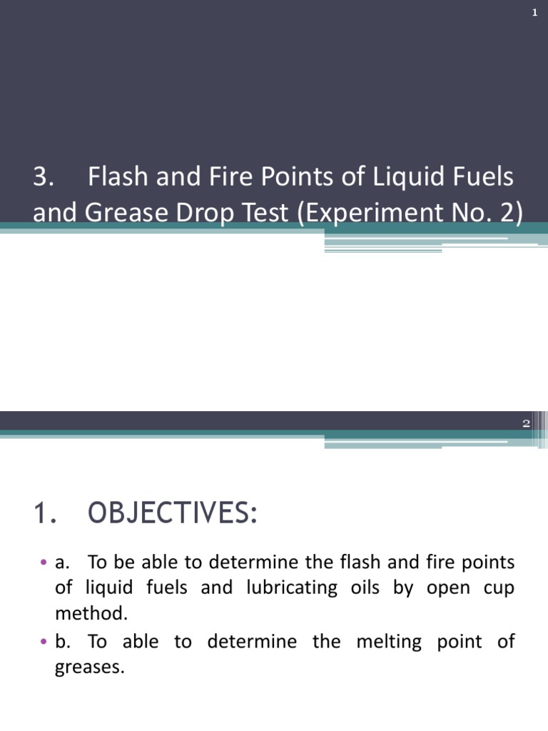 3. Flash and Fire Points of Liquid Fuels and Grease Drop Test ...
