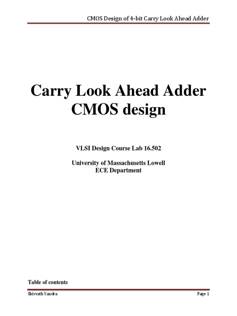 VLSI Design Lab Project Report | PDF | Logic Gate | Cmos
