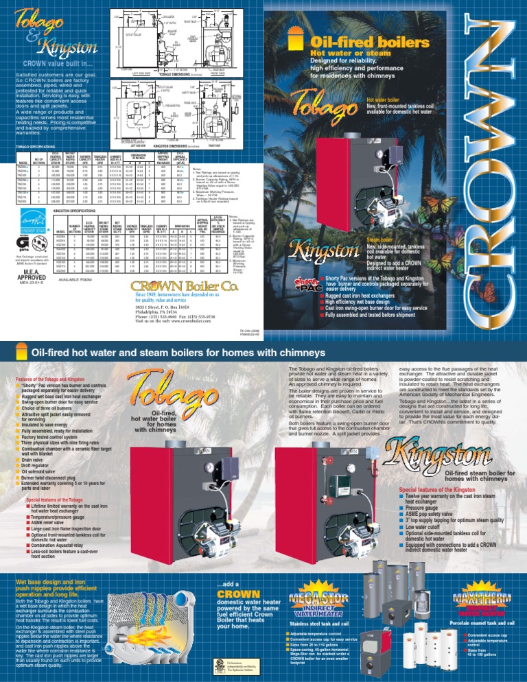 Crown Oil Boilers Brochure | PDF | Water Heating | Boiler