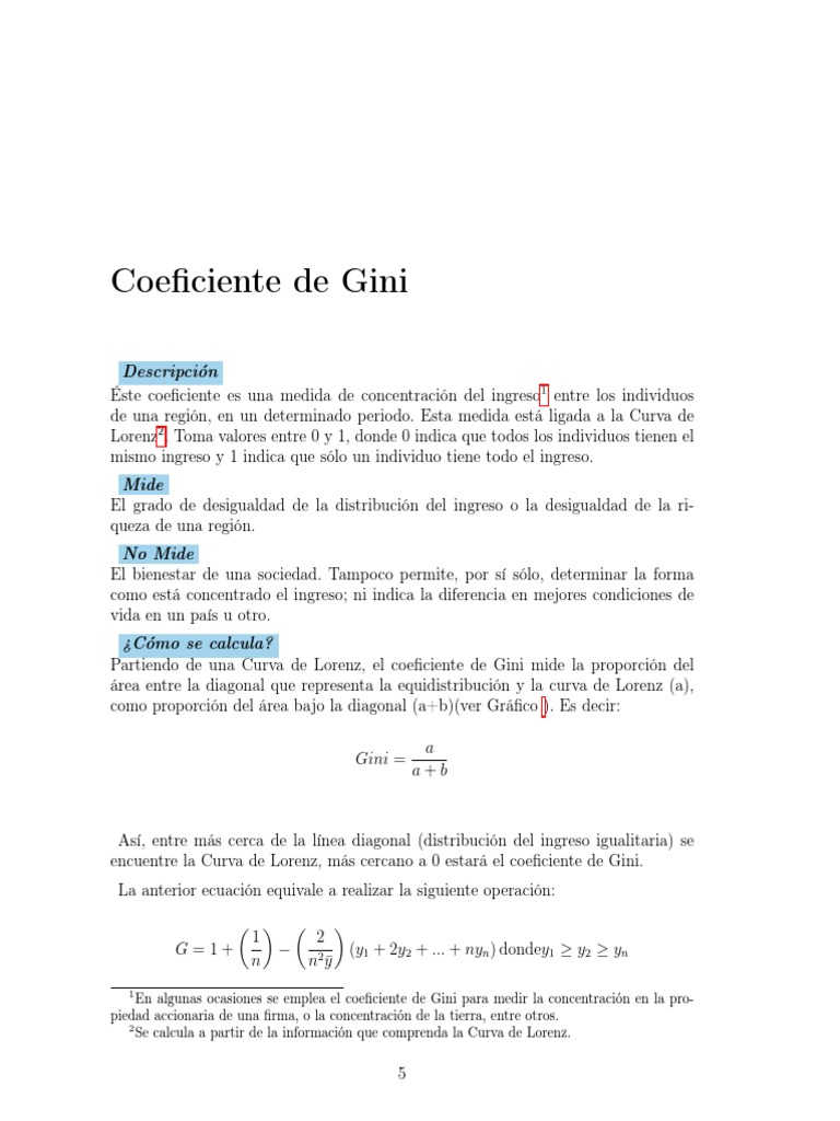 Coeficiente de Gini: Medida de Desigualdad | PDF | Ciencias sociales