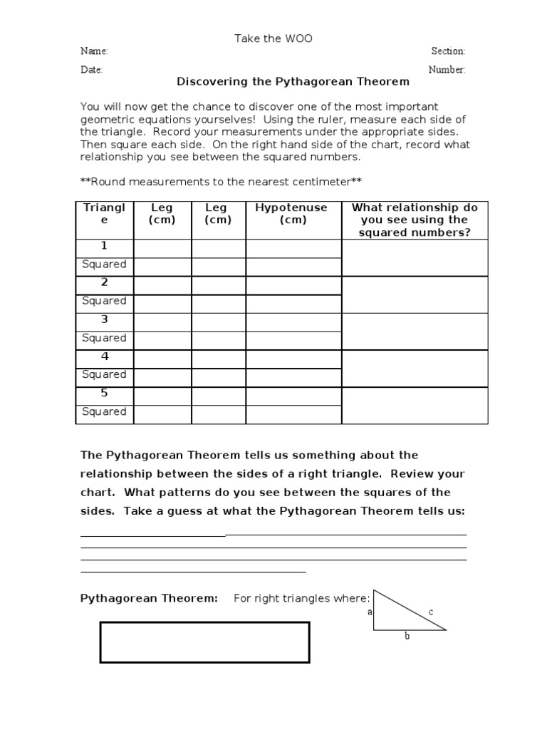 Pythagorean Theorem Discovery Activity | PDF | Euclidean Plane Geometry ...