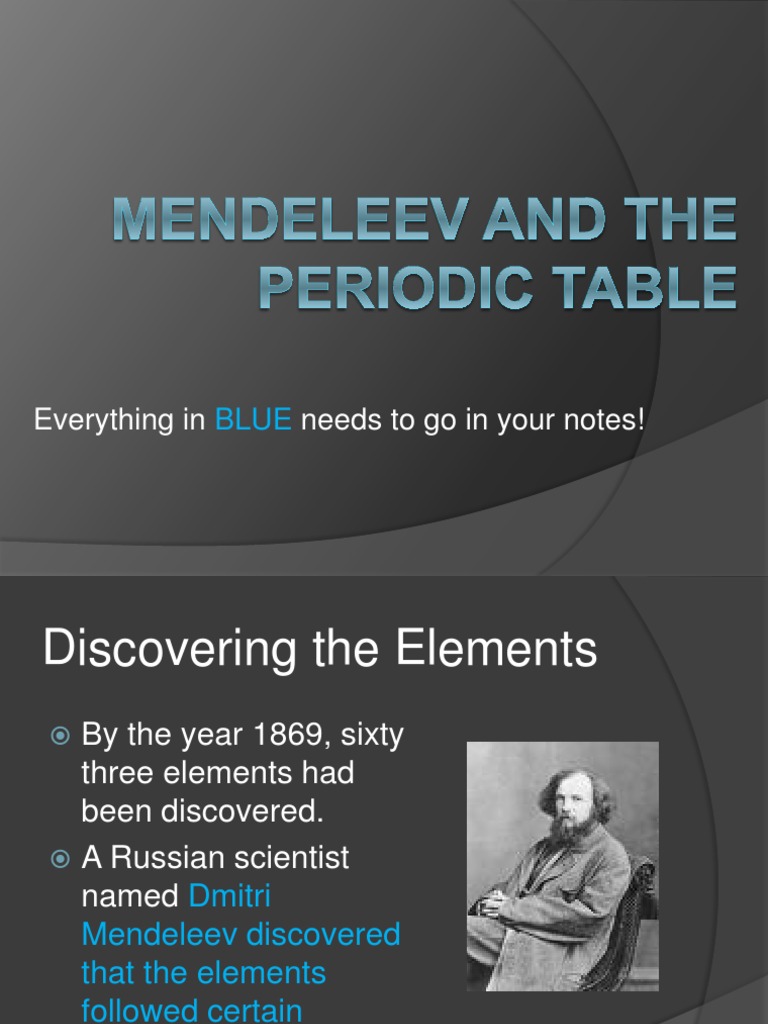 Mendeleev | PDF | Periodic Table | Chemical Elements