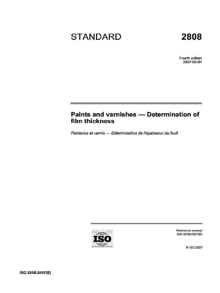 Norma ISO 2808-2007 Determinacion de Espesores de Pintura | PDF