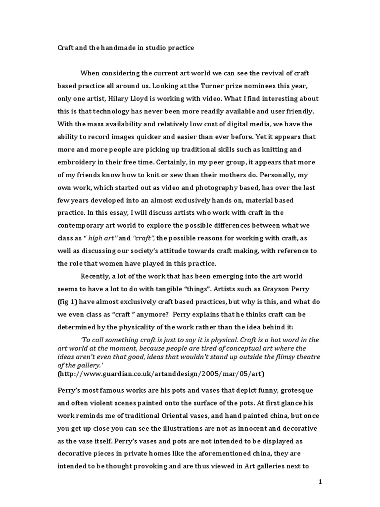 Craft Essay | PDF | Quilt | Weaving