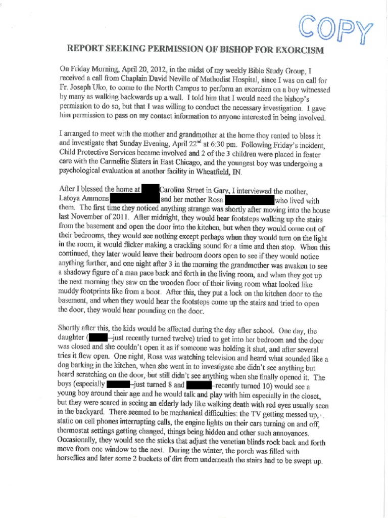 Request To Perform Exorcism at Home of Latoya Ammons | PDF