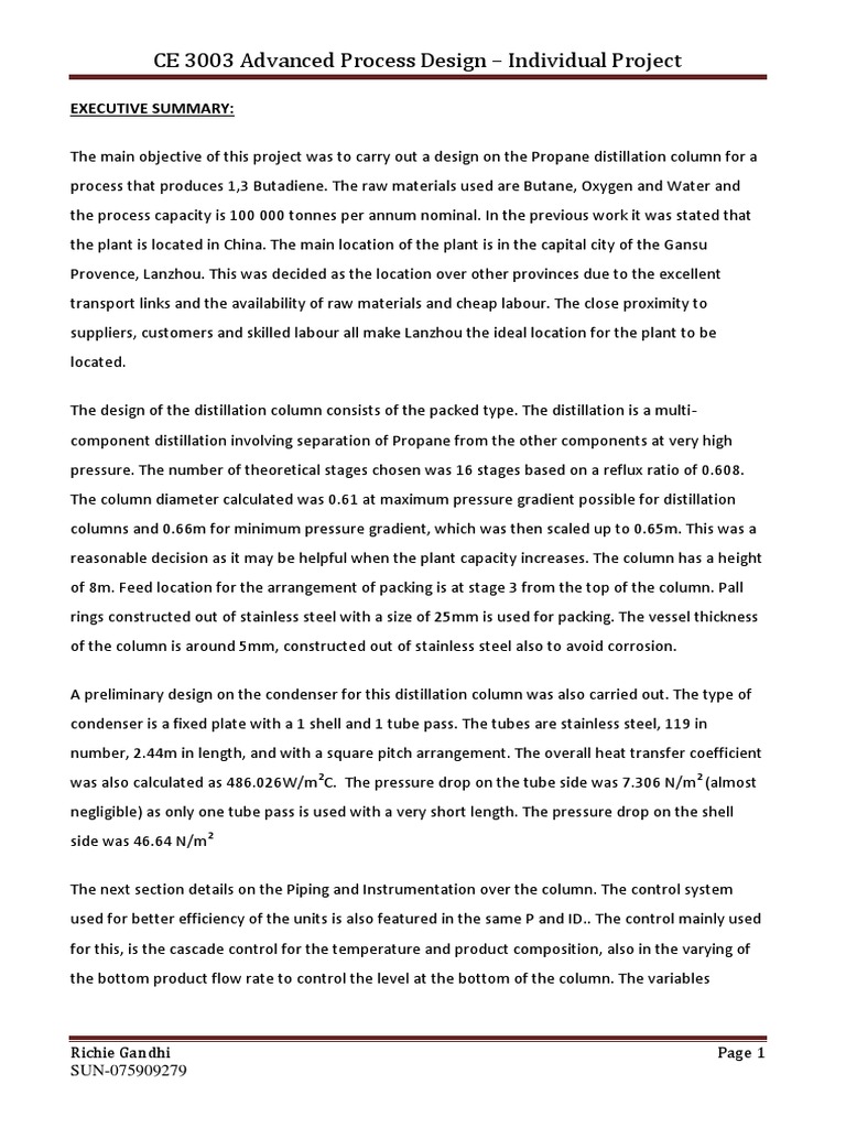 Distillation Column Report | PDF | Distillation | Chemical Process ...