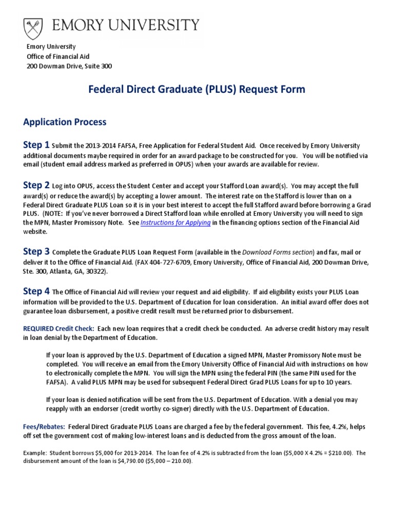 Grad PLUS Request Form2 | PDF | Student Financial Aid In The United ...