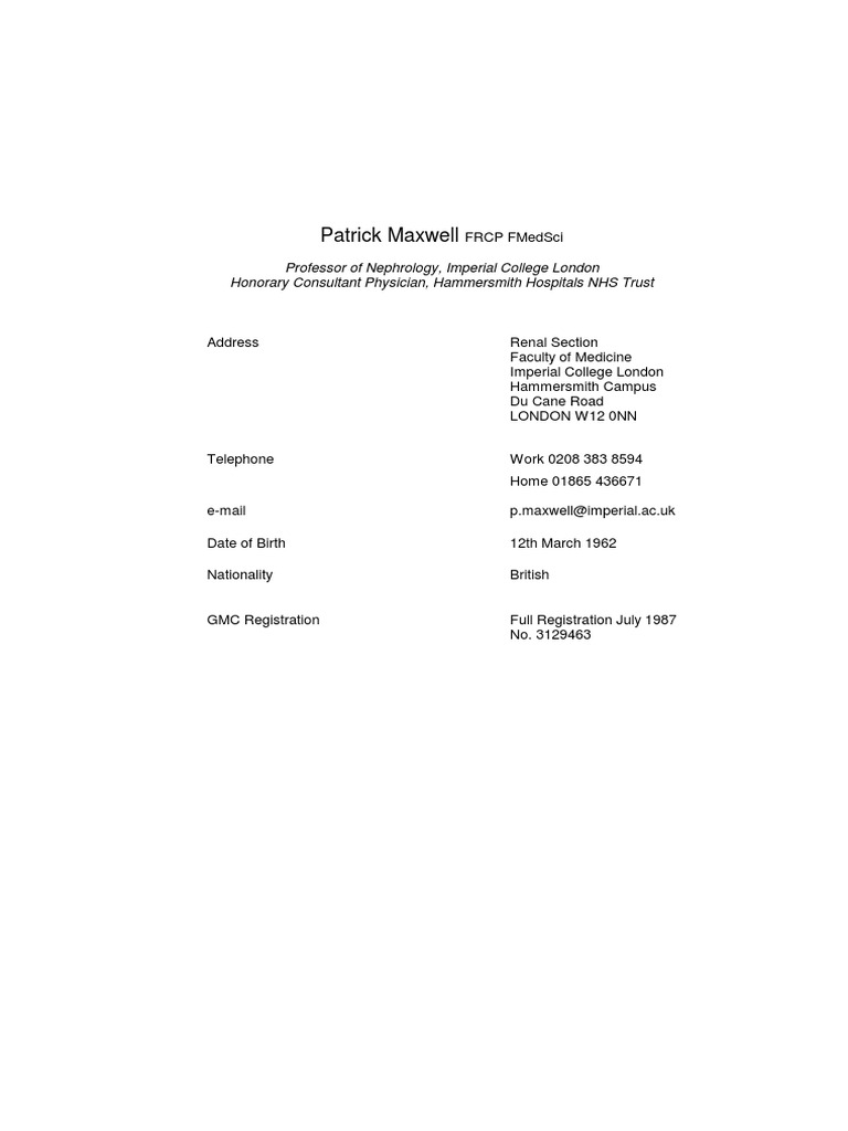 Patrick Maxwell | Download Free PDF | Life Sciences | Clinical Medicine