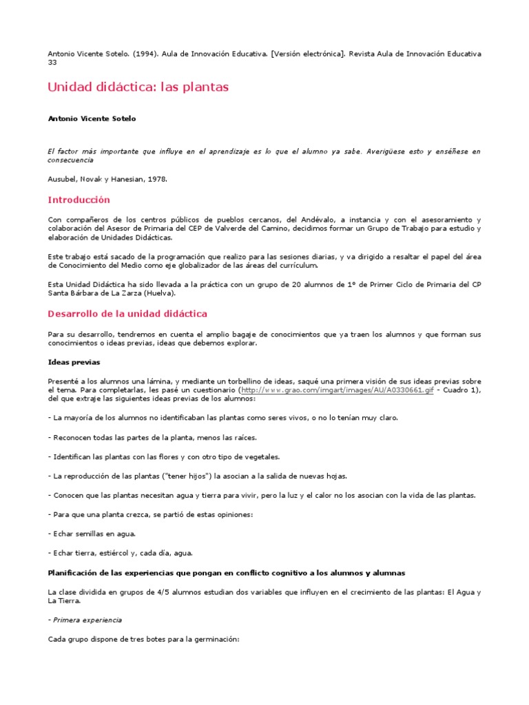 Unidad Didáctica: Las Plantas | PDF | Plantas | Flores