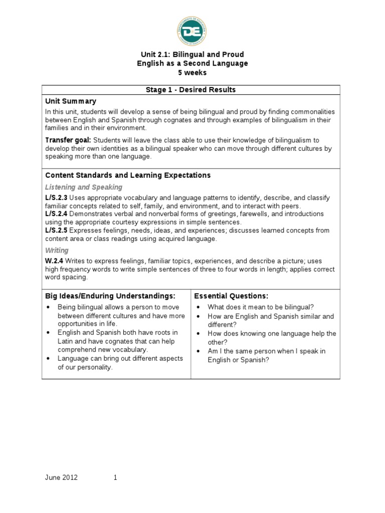 2.1 Bilingual and Proud | PDF | Multilingualism | English Language