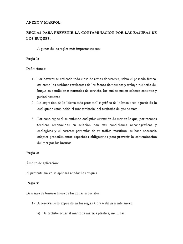 Anexo V Marpol Basuras | Descargar gratis PDF | El plastico | Residuos