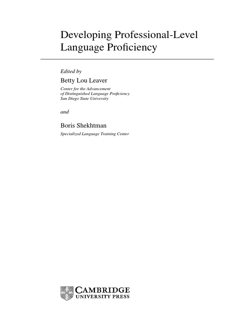 Developing Professional-Level Language Proficiency - Sample | Second ...