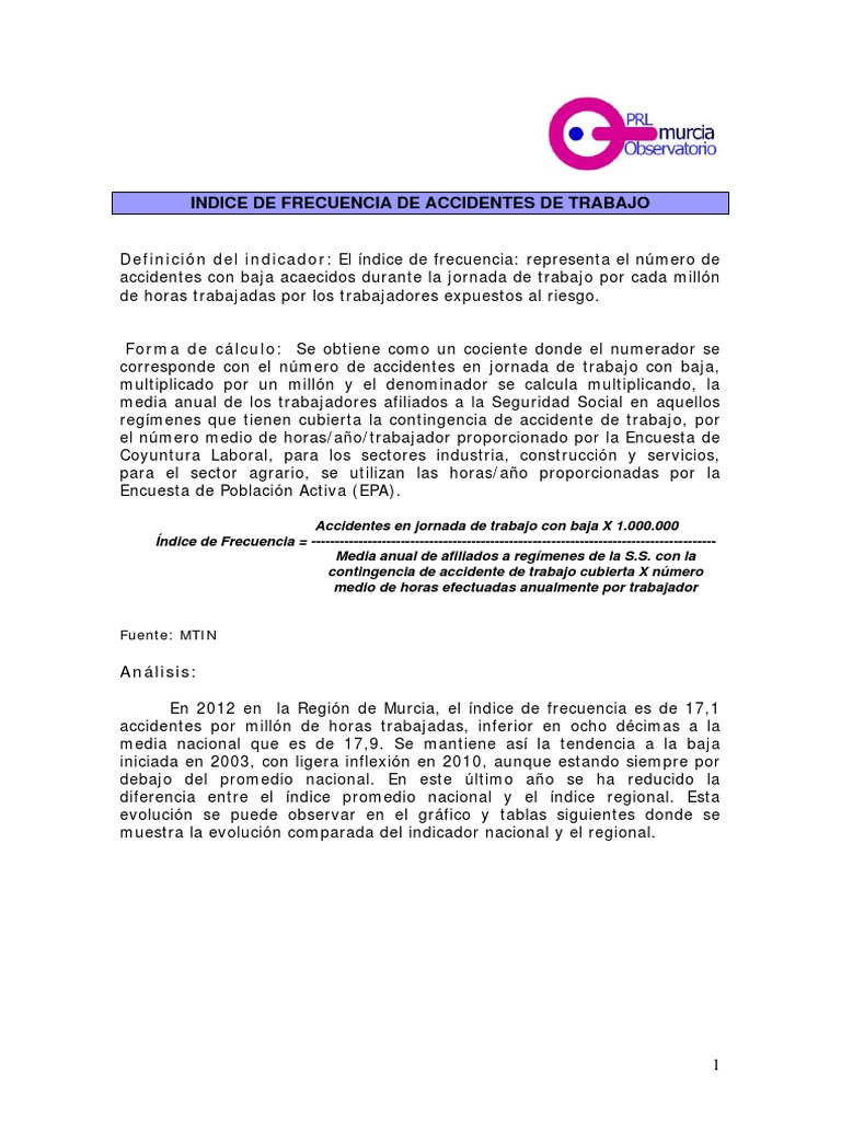 Indice de Frecuencia de Accidentabilidad | PDF