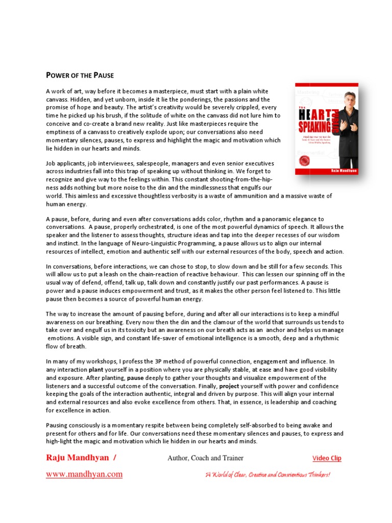 Power of The Pause | PDF | Cognitive Science | Psychological Concepts
